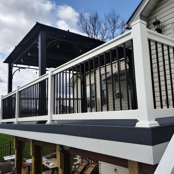 Black Vinyl Deck Railing Custom Black Vinyl Railing On Outdoor Stairs